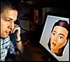 Animerat ansikte tolkar telefonen
